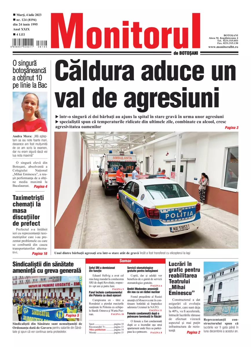 Marţi, 4 iulie 2023 - Monitorul de Botoșani